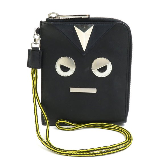 Fendi | Bags | Fendi Pass Case Pouch Face Leathermetal Blacksilver ...